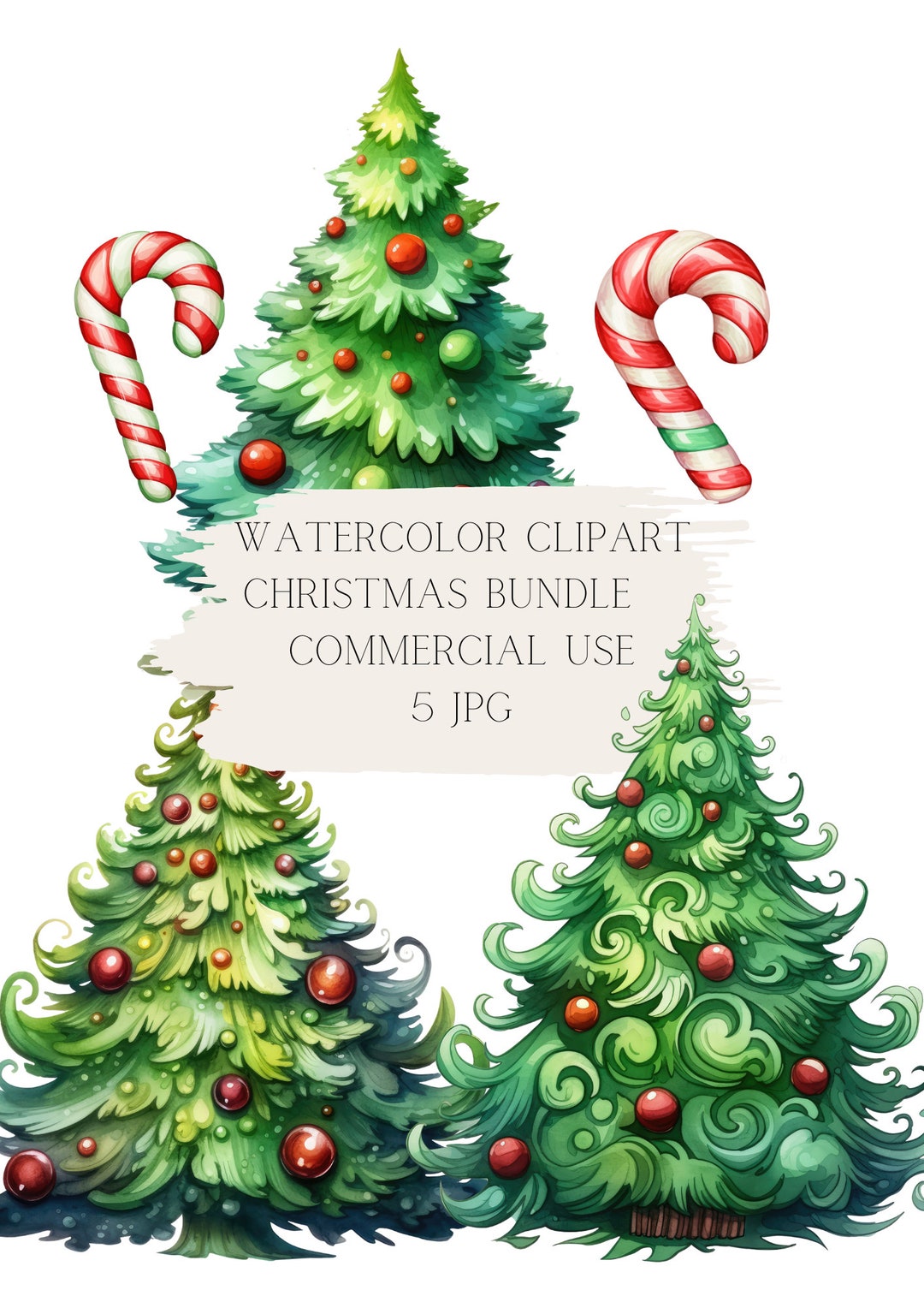 Beautiful Christmas Clipart Bundle 5 High Quality Jpgs - Etsy