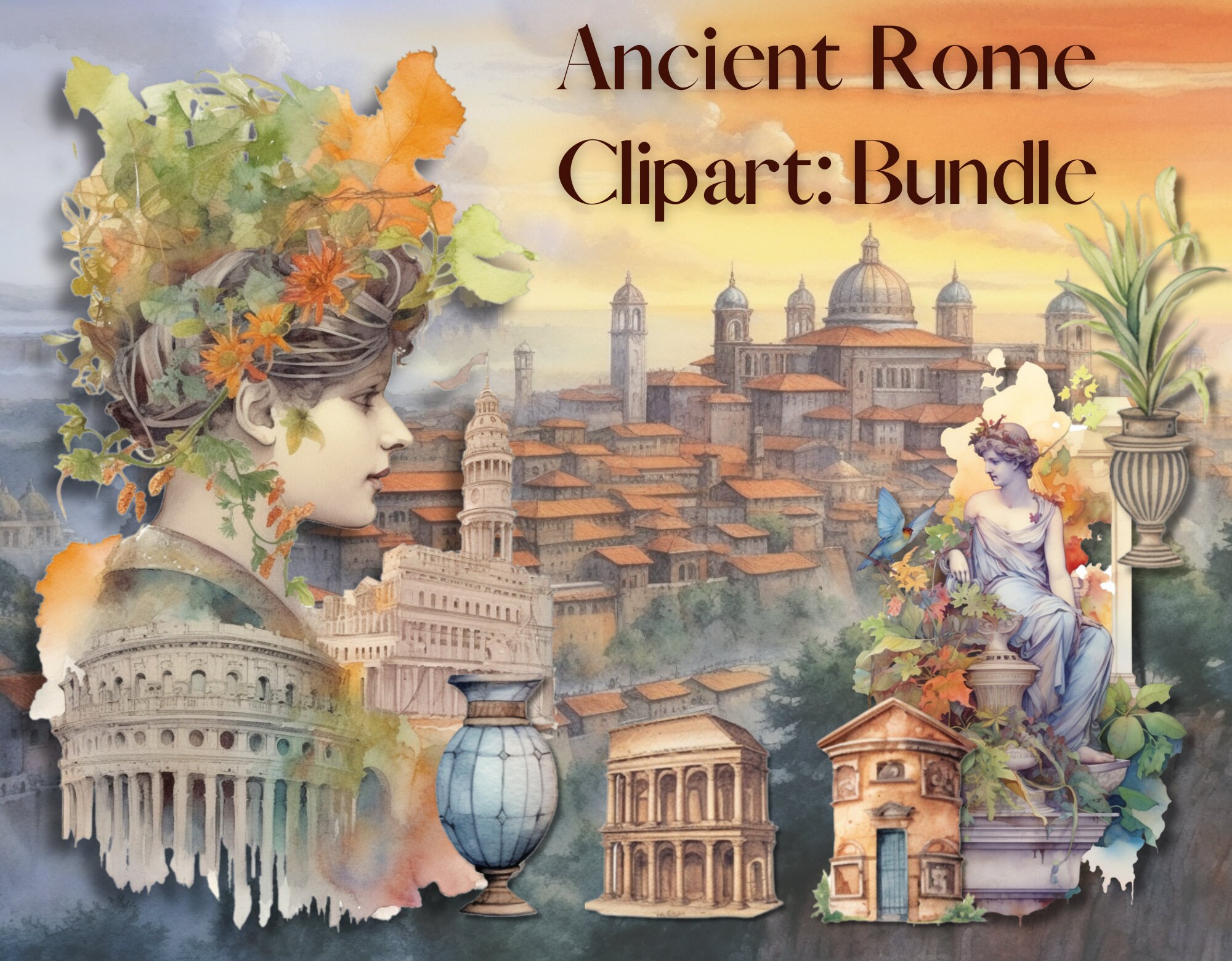 Ancient Rome HD Clipart Bundle | Includes: 10 Characters, 5 Buildings ...
