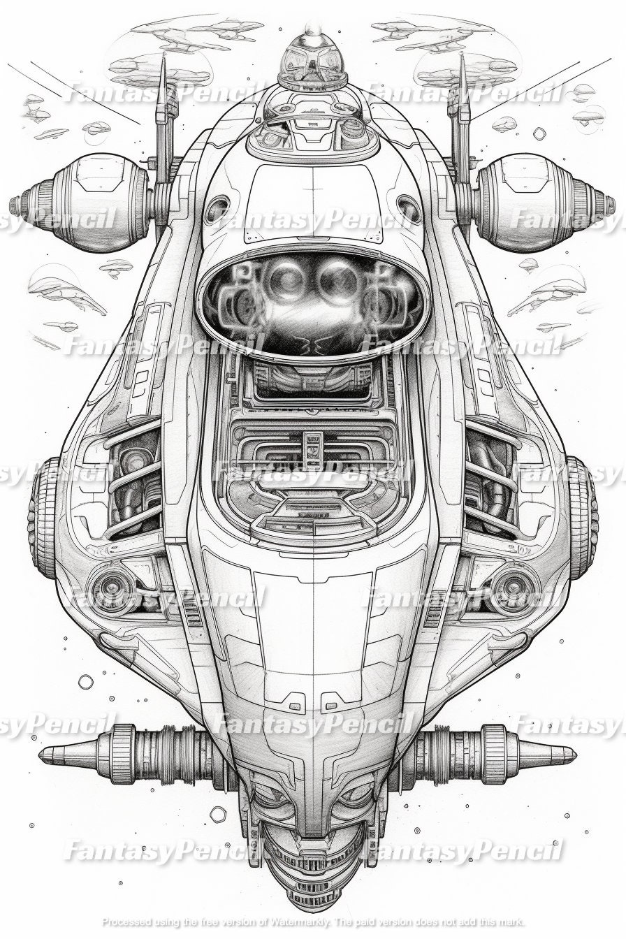 24 Page Sci-fi Vehicle Coloring Book Sci-fi Spaceships and Cars Direct ...