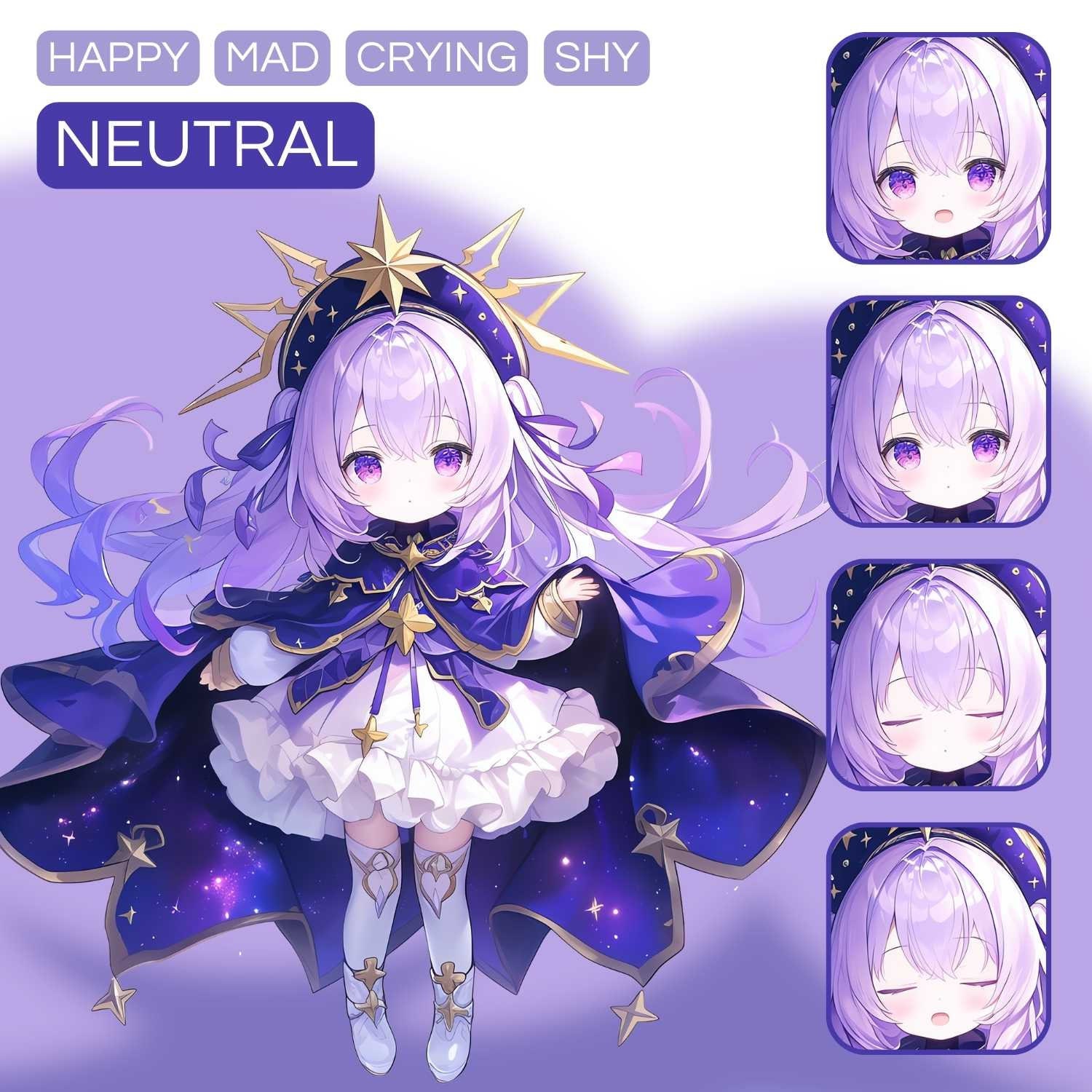 Starlight Sorceress Pngtuber Model | 5 Emotions (instant Download) - Etsy