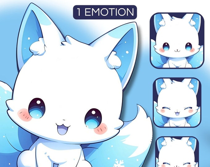 Arctic Fox Pngtuber Model White Fox Pngtuber Premade Avatar Chibi PNG ...