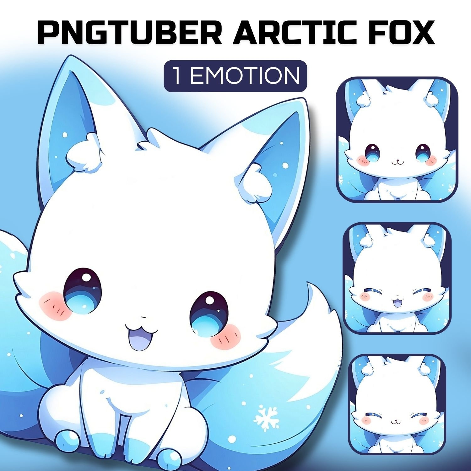 Arctic Fox Pngtuber Model | White Fox Pngtuber Premade Avatar | Chibi ...
