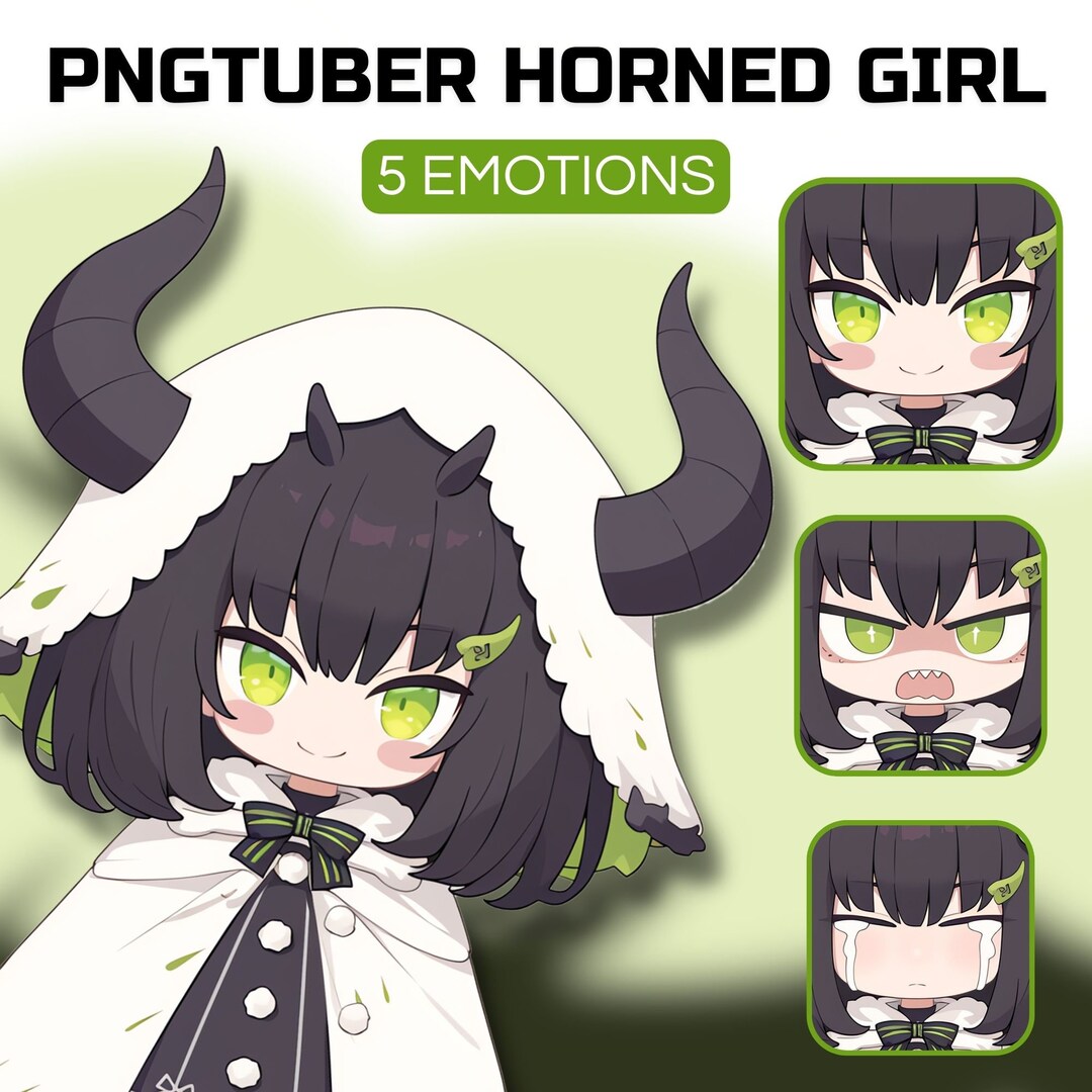 Horned Chibi Girl Pngtuber Model | 5 Emotions (veadotube File) - Etsy