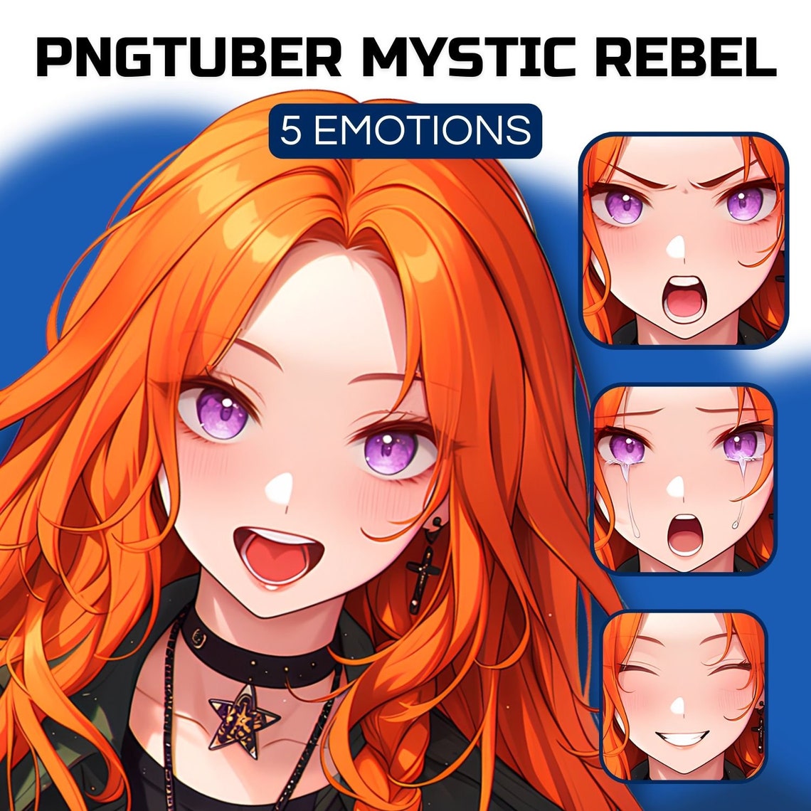 Mystic Rebel Girl Pngtuber Model Mystic Rebel Pngtuber Premade Avatar Chibi PNG Tuber Asset Cute ...