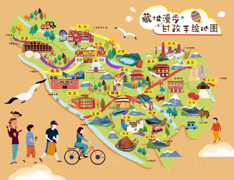 Custom Hand Illustrated Map of Any Place, Map Illustration, Geography ...