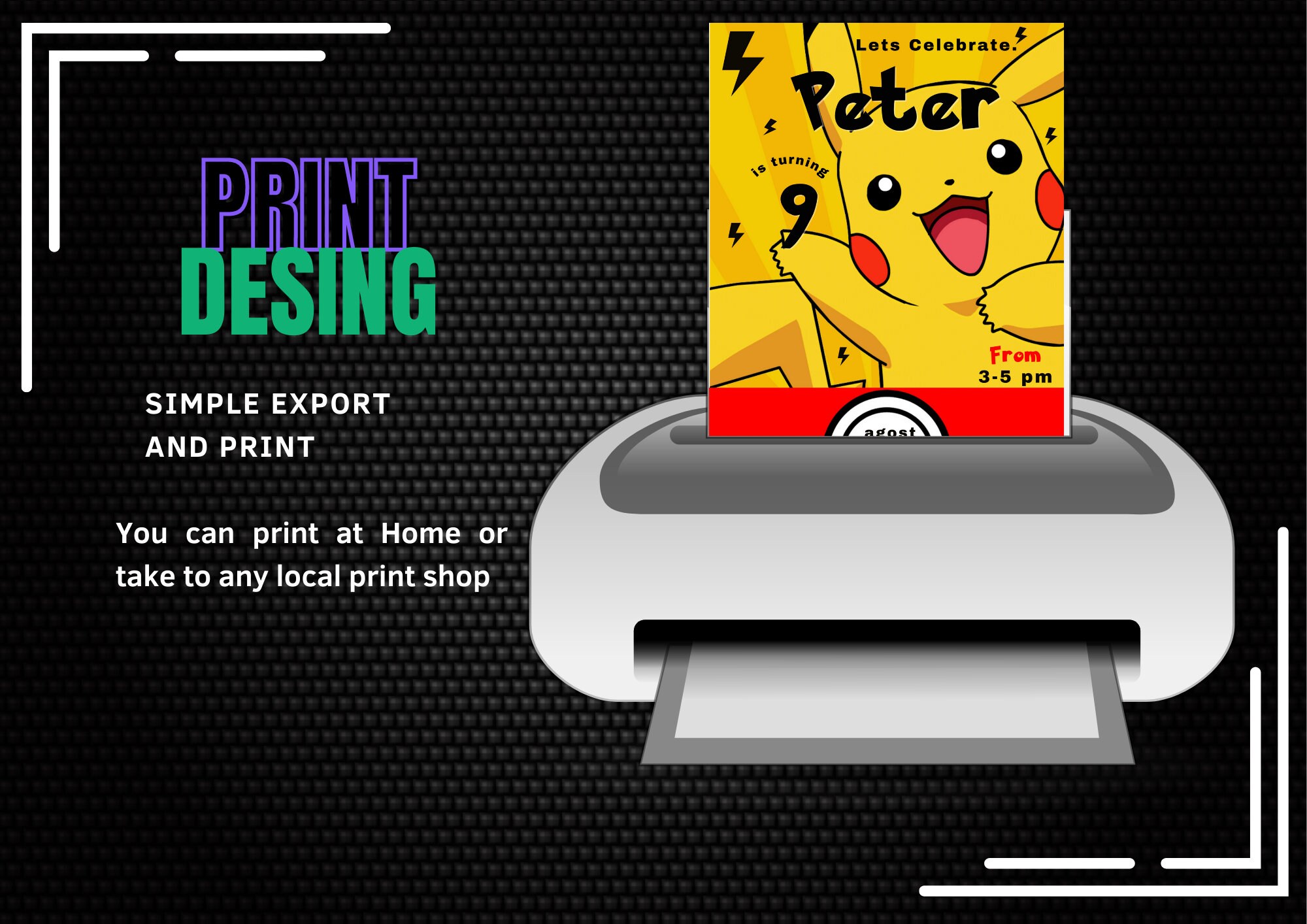 PIKACHU Electronic Invitation / E CARD / Digital Whatsapp / Digital ...