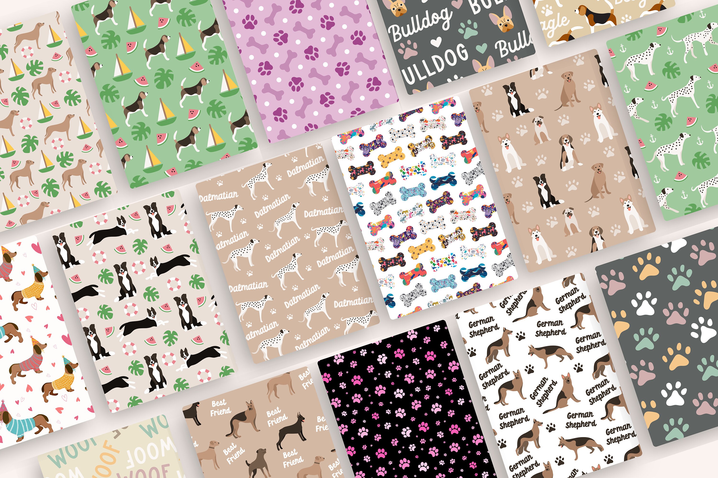 DOG BUNDLE Seamless Digital Paper Dog Scrapbook Paper - Etsy