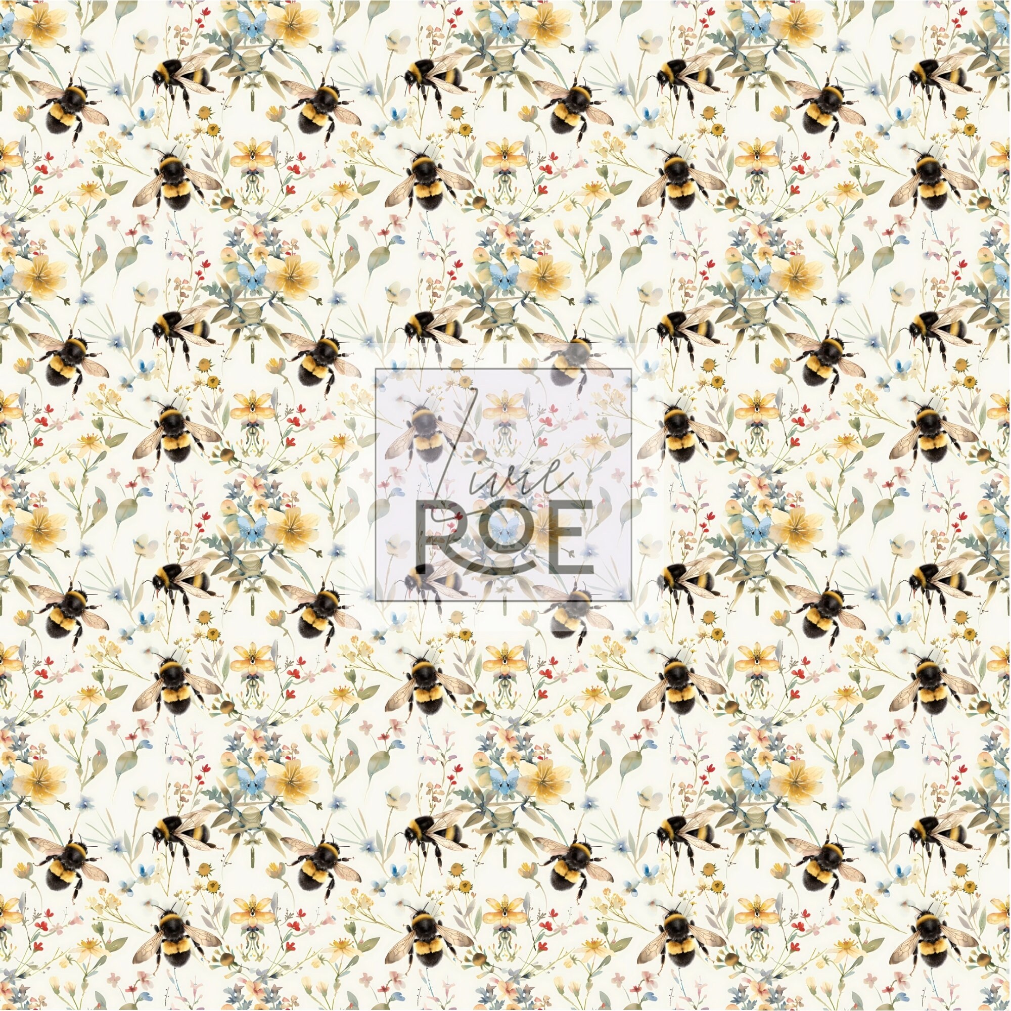Wildflower Bumblebee Seamless Digital Paper Seamless Digital Patterns ...