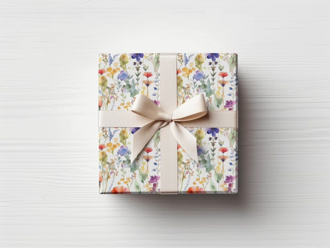 Watercolor Wildflower Wrapping Paper Wildflower Gift Wrap Botanical ...