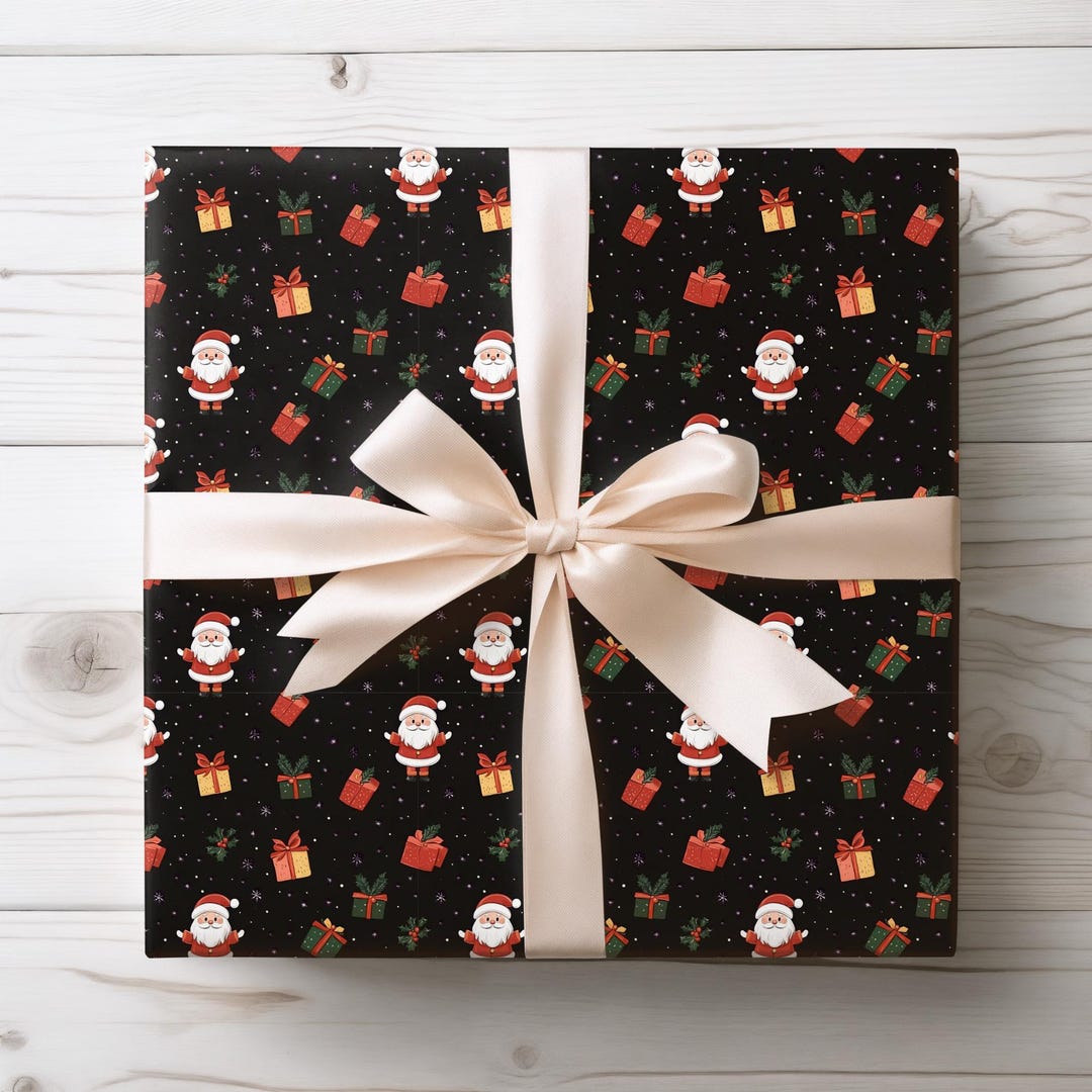 Happy Santa Holiday Wrapping Paper Christmas Gift Wrap Gift Wrapping ...