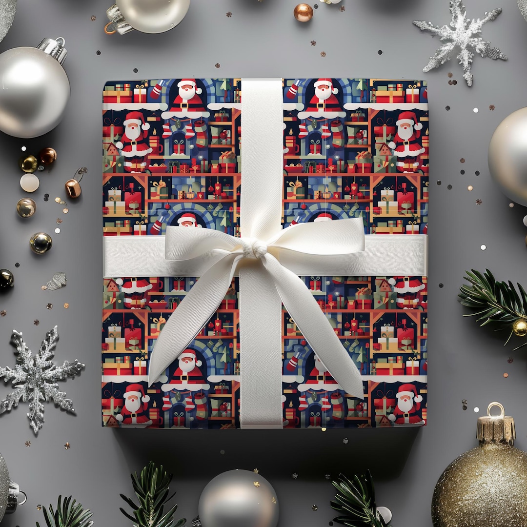 Santas Workshop Wrapping Paper for Christmas: Unique Holiday Gift Wrap ...