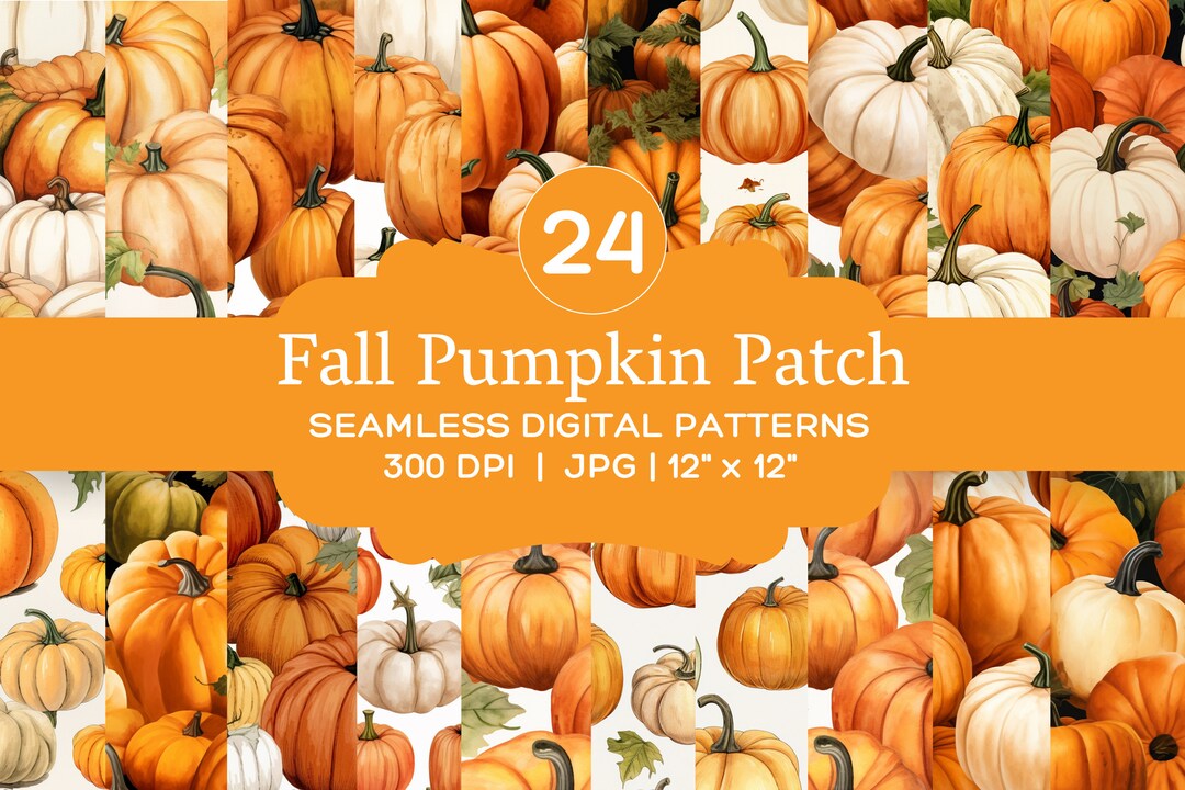 Fall Pumpkin Patch Seamless Paper Set (digital Download) - Etsy
