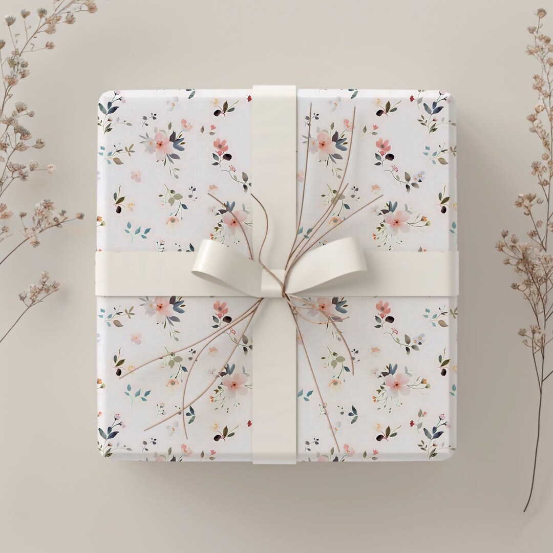 Minimalist Floral Wrapping Paper Chic Gift Wrap Gift Wrapping Paper 2 ...