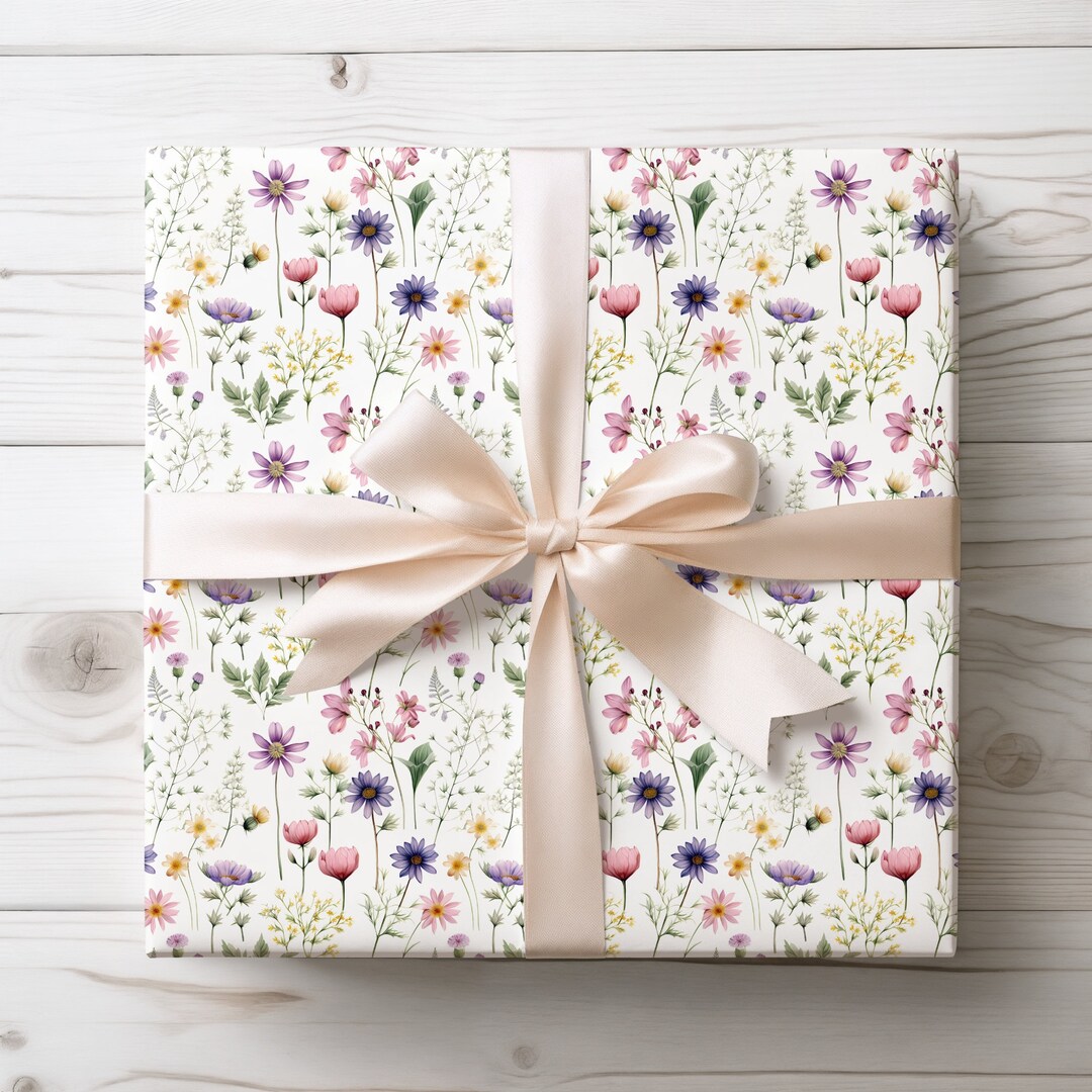 Pressed Wildflower Wrapping Paper Floral Gift Wrap Premium Gift Wrap 2 ...