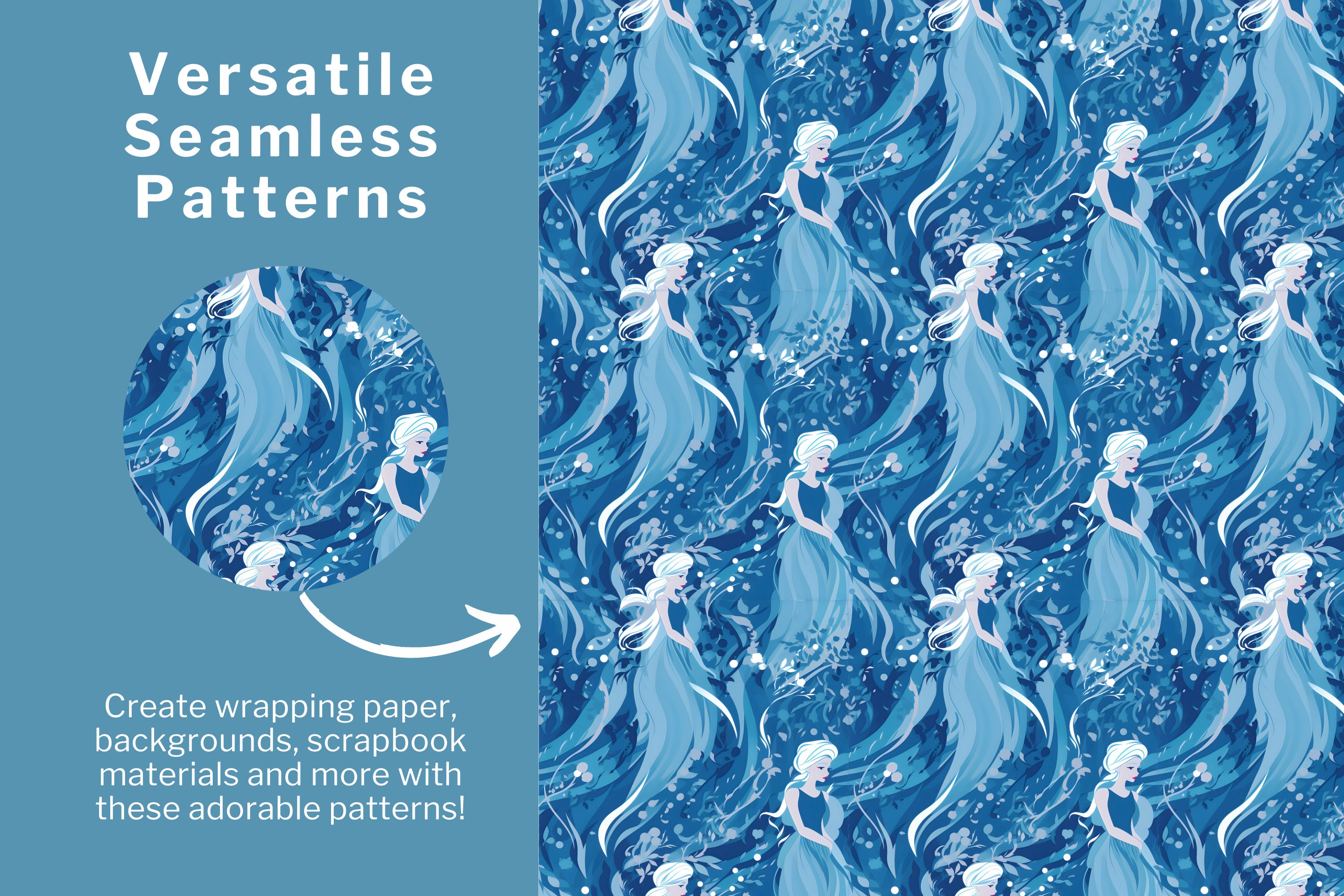 Ice Princesses Seamless Digital Paper Princess Scrapbook Paper Princess ...