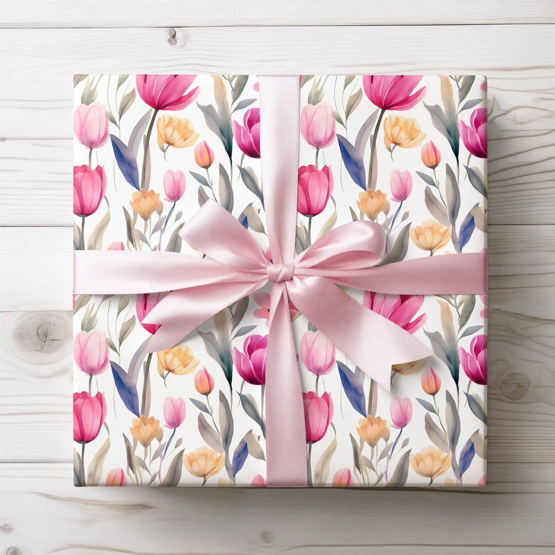 Tulip Wrapping Paper Premium Gift Wrap Floral Wrapping Paper 2 Size ...