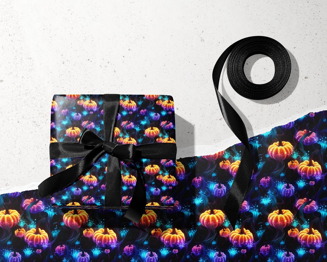 Glowing Pumpkins Wrapping Paper Halloween Gift Wrap - Etsy