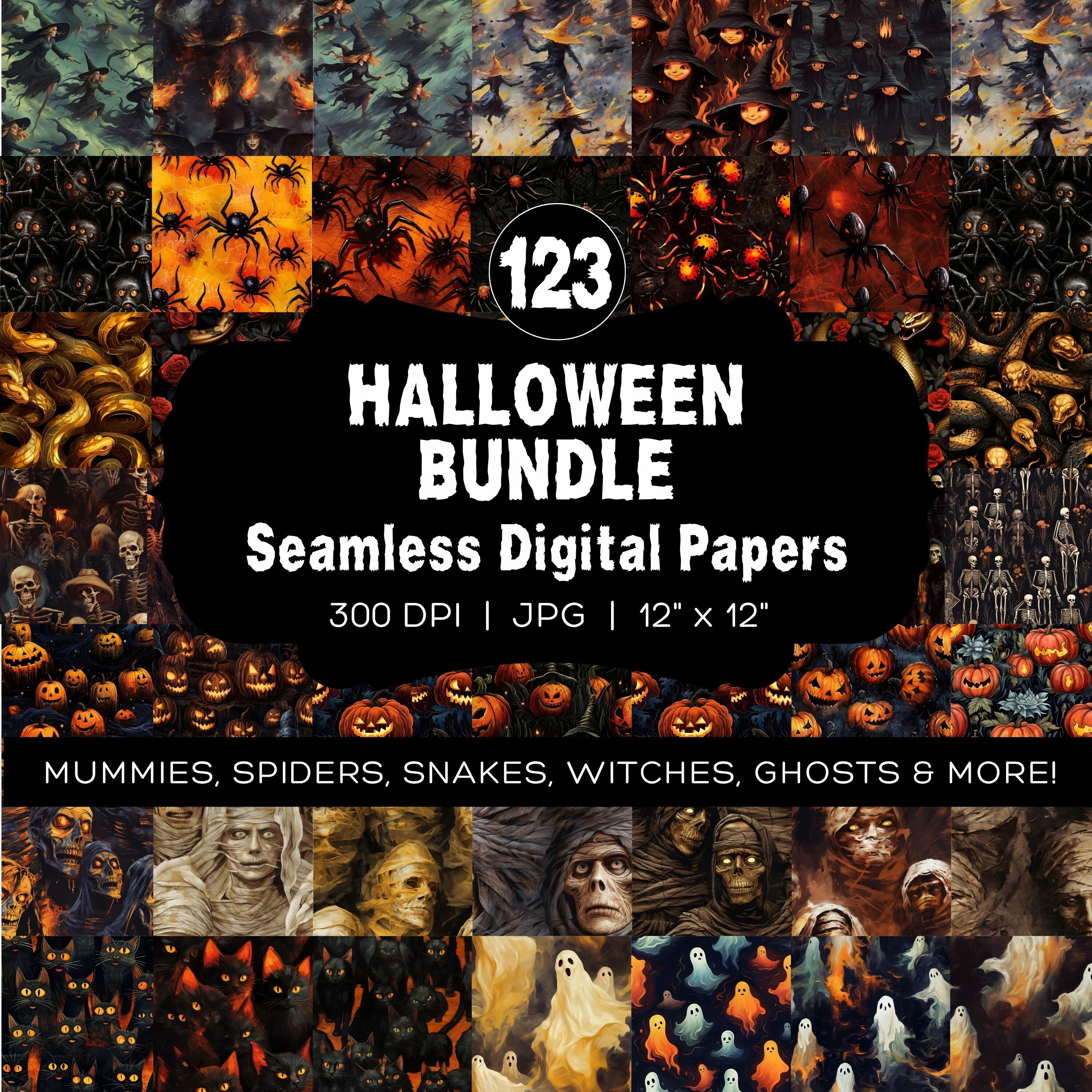 HUGE BUNDLE Halloween Digital Seamless Paper | Halloween Scrapbook ...