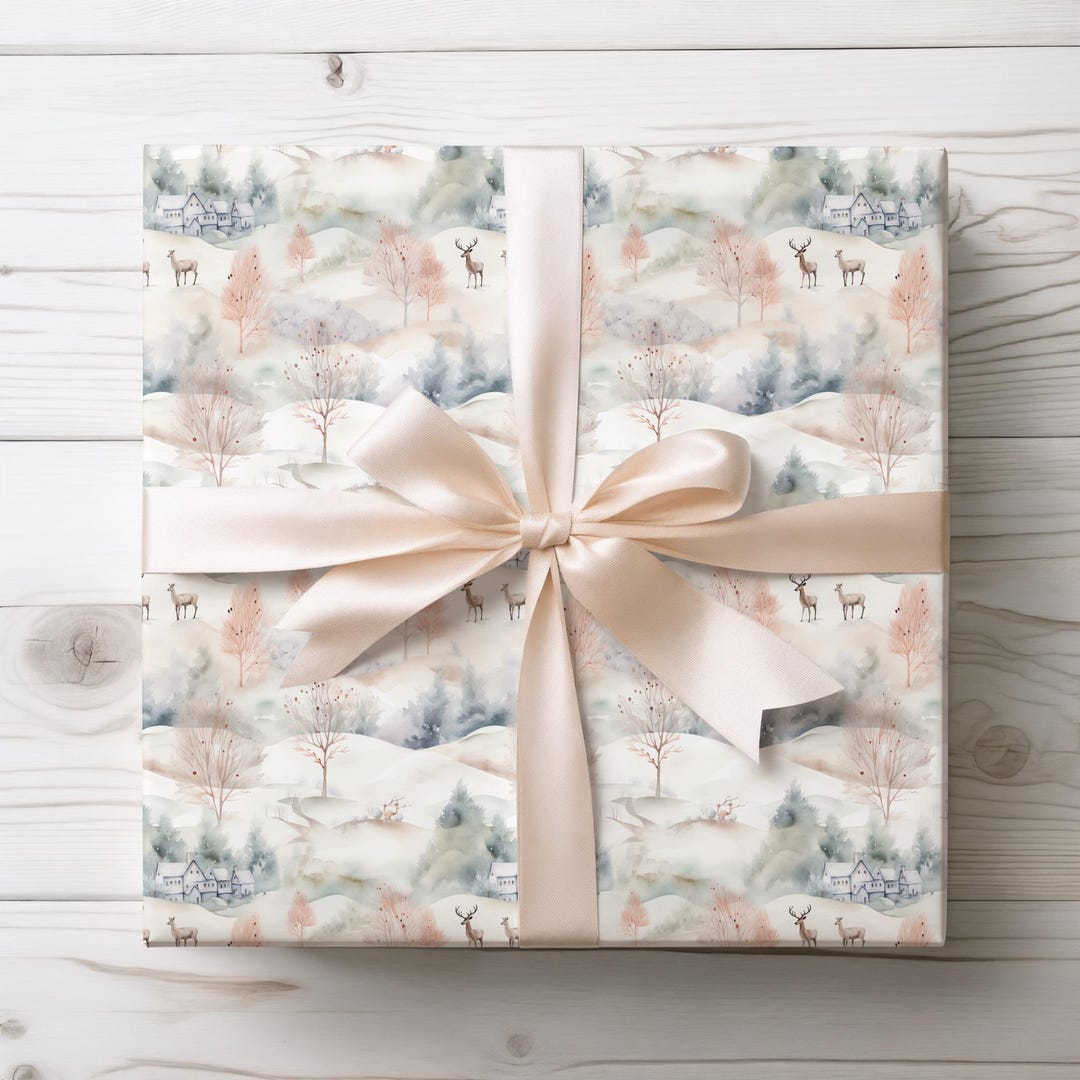 Snowy Winter Landscape Wrapping Paper Christmas Gift Wrap Holiday Gift ...