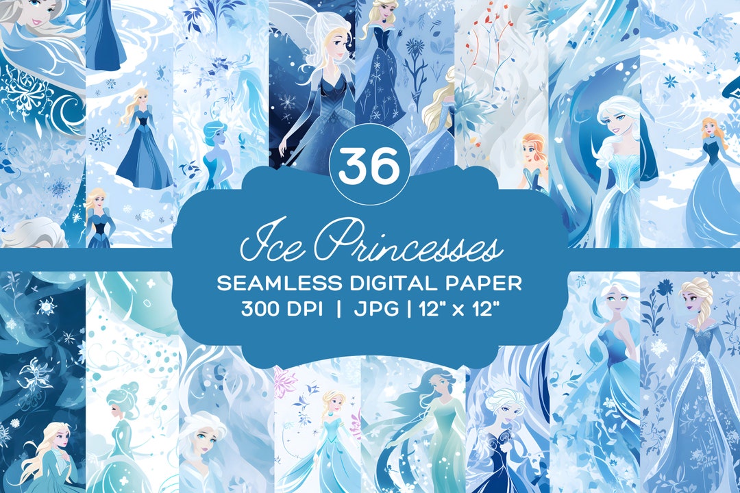 Ice Princesses Seamless Digital Paper Princess Scrapbook Paper Princess ...