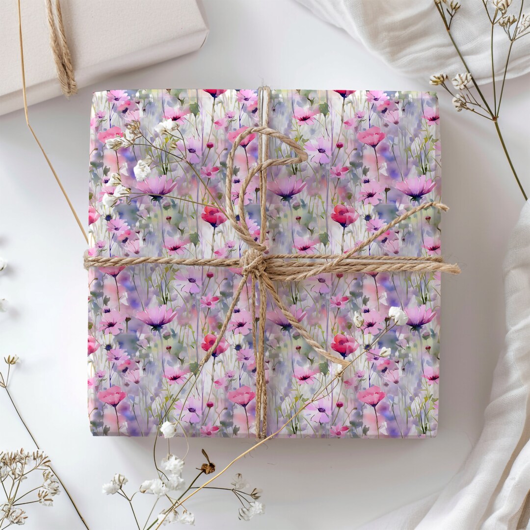 Soft Purple Wildflower Wrapping Paper: Elegant Floral Gift Wrap - Etsy