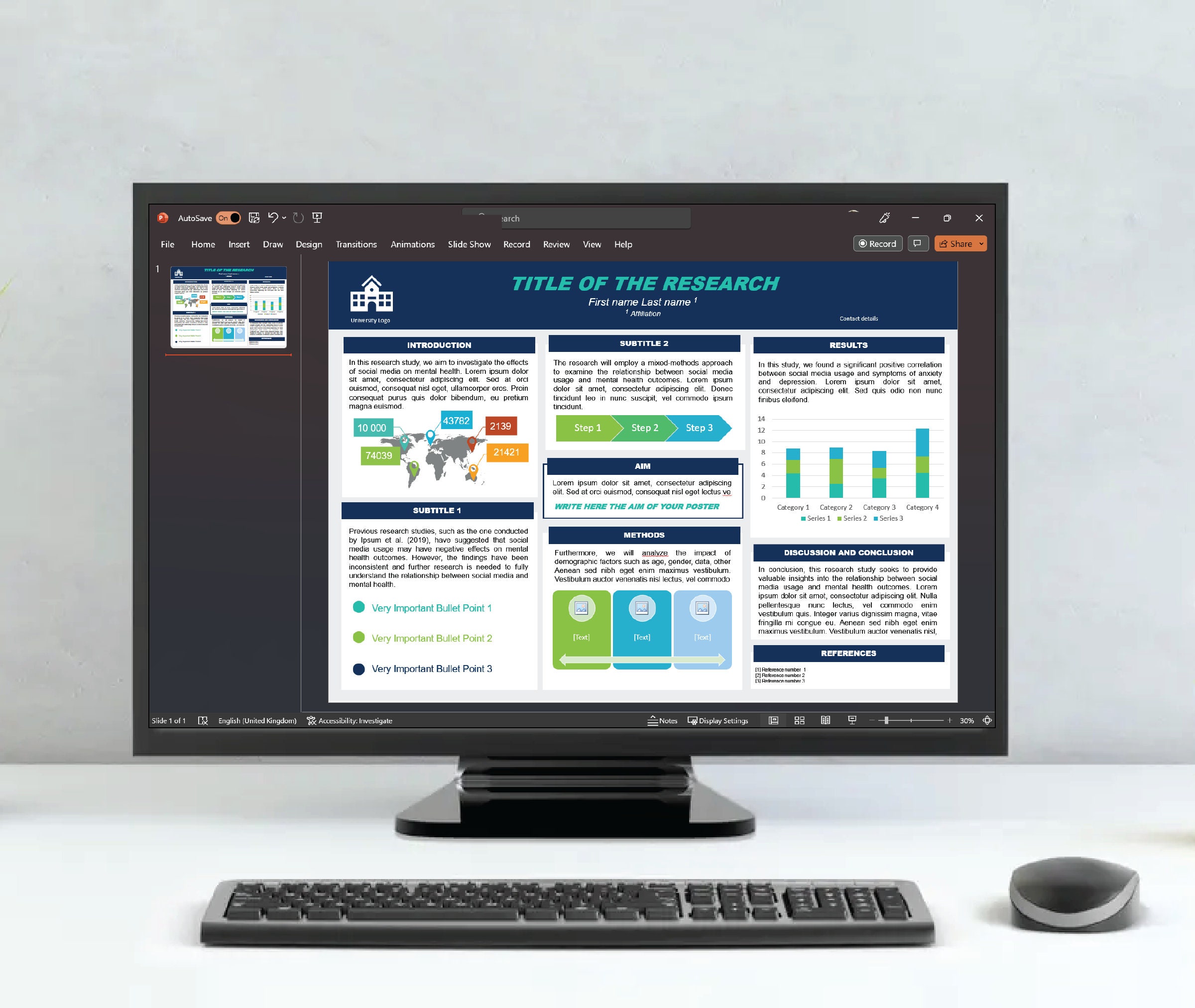 A0 Landscape Academic Poster Template in Powerpoint - Etsy