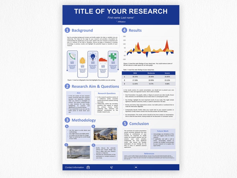 A0 Academic Poster Template: Blue & White Research Display (PPTX ...