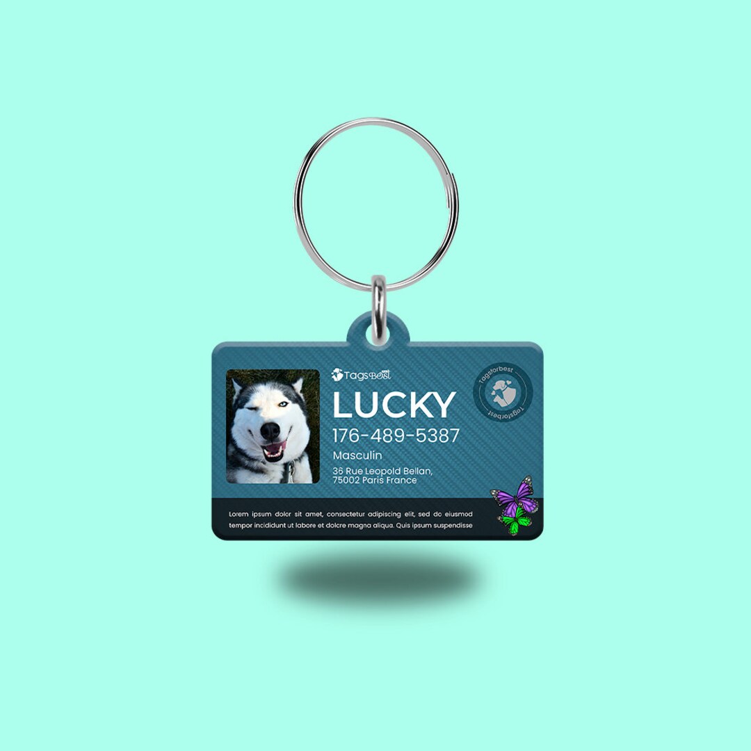 Identification Medal for Dog and Cat, Butterfly Style Medal ...