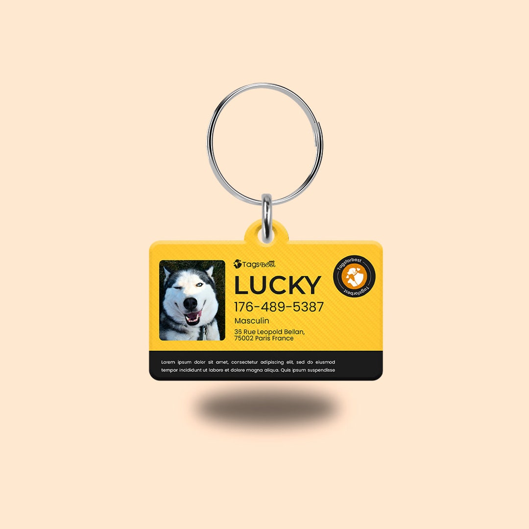 Identification Medal for Dog and Cat, Smile Style Medal, Rectangular ...