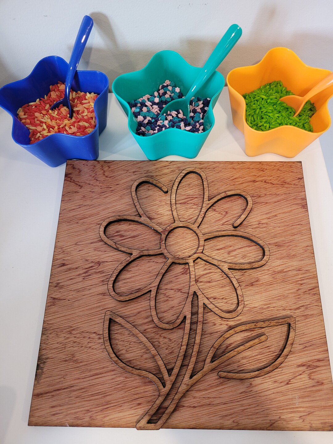 Flower Sensory Play Kit With Wooden Base - Etsy