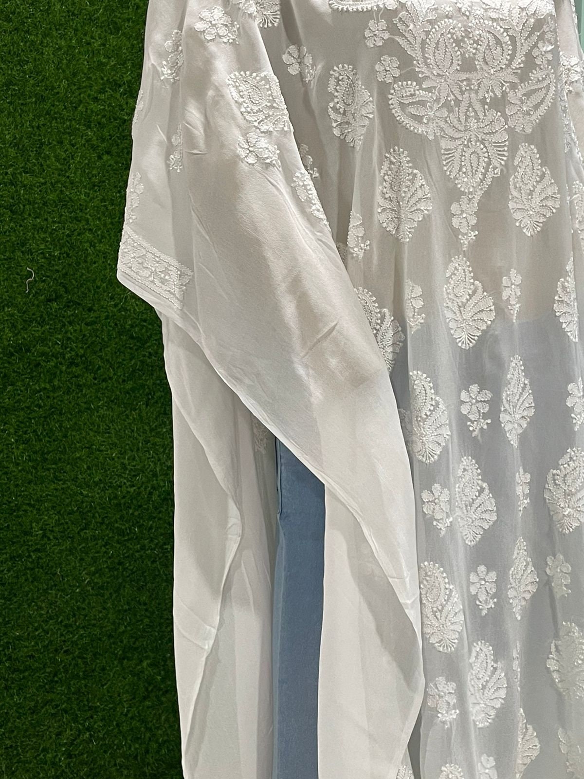 Viscous Kaftan Material With Lucknow Chikankari, Kaftan, Chikankari ...