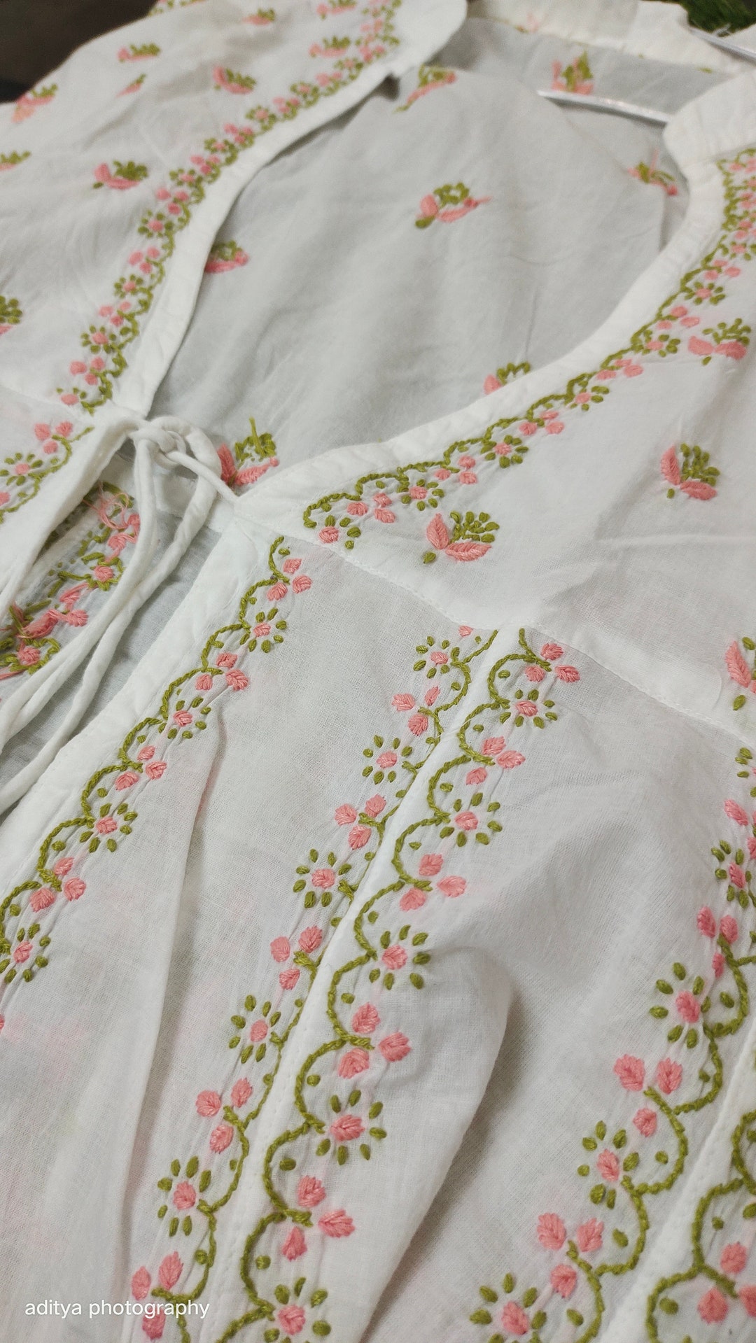 Pure Mul Cotton Chikankari Shrug, White Shrug With Pink and Green ...