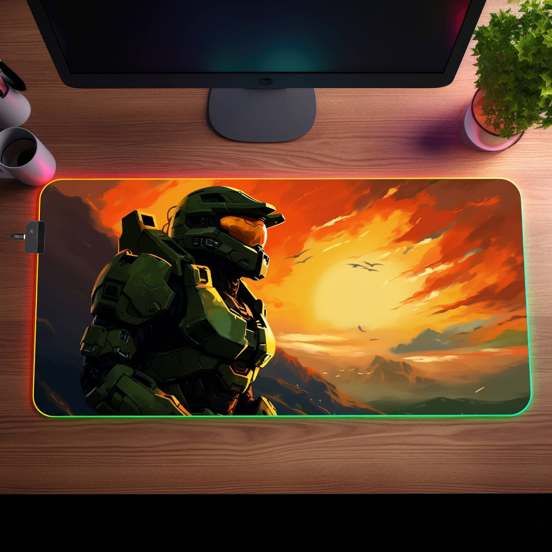 LED Master Chief Gaming Mat Large Halo Gaming Mousepad, PC Gaming Setup ...