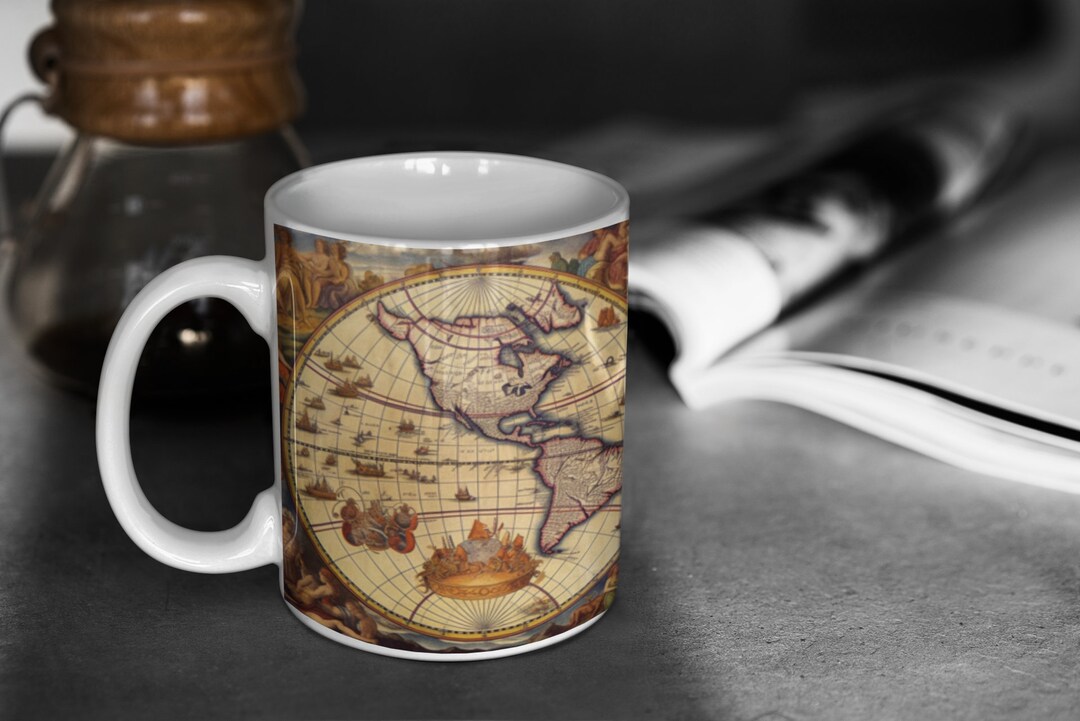 Vintage Style 17th Century World Map Coffee Mug | Bright & Detailed ...