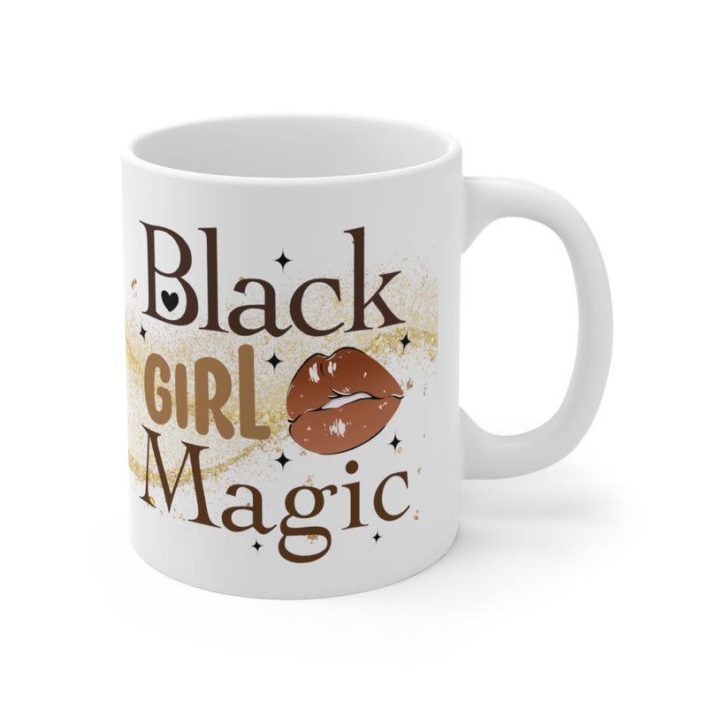 Black Girl Magic Mug, 11 Oz Gold Glitter Coffee Cup, Inspirational ...