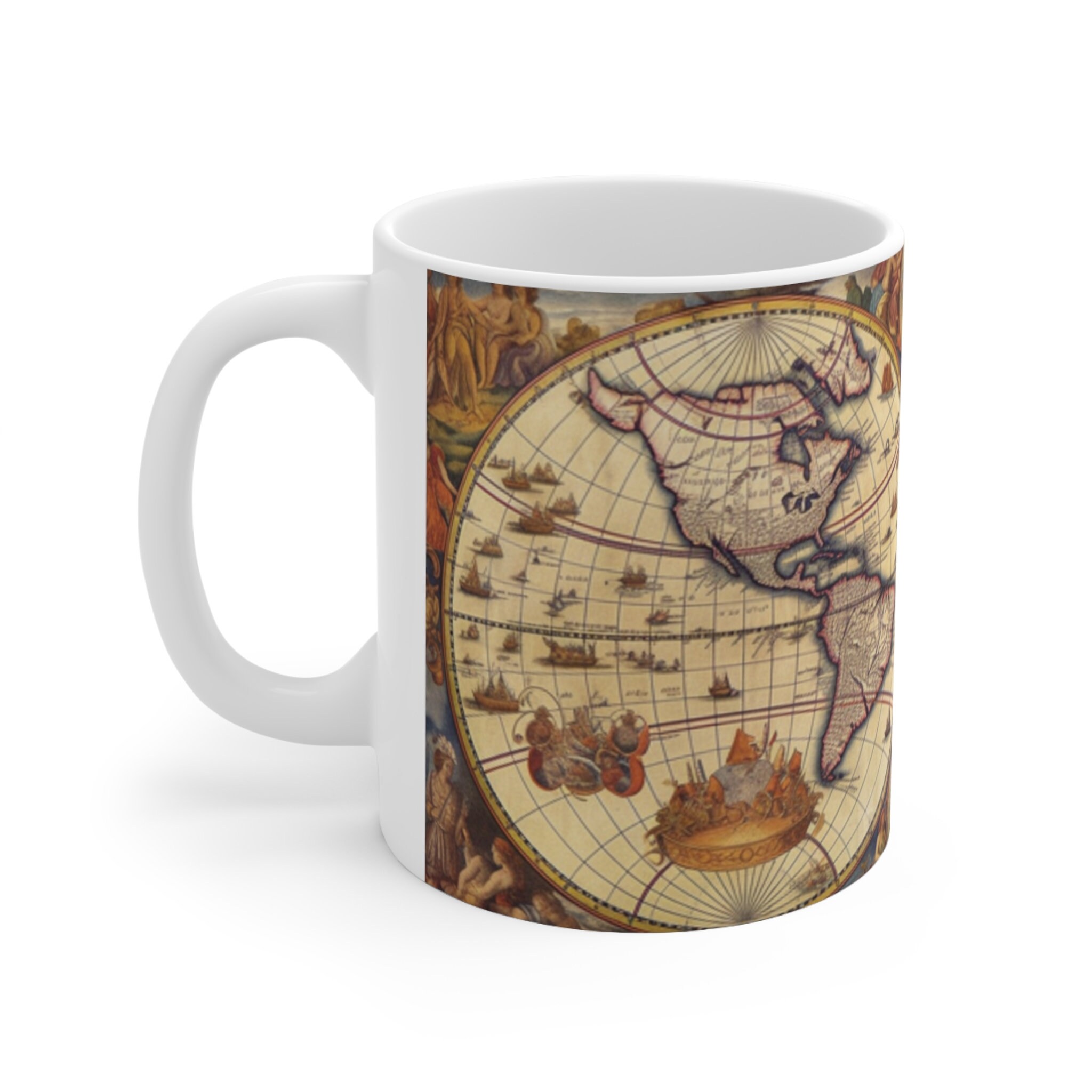 Vintage Style 17th Century World Map Coffee Mug Bright & Detailed ...