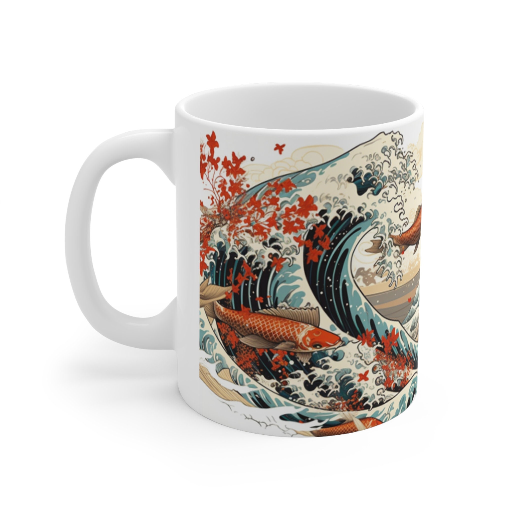 Hokusai's the Great Wave With Majestic Koi Fish Coffee Japanese Art Mug ...