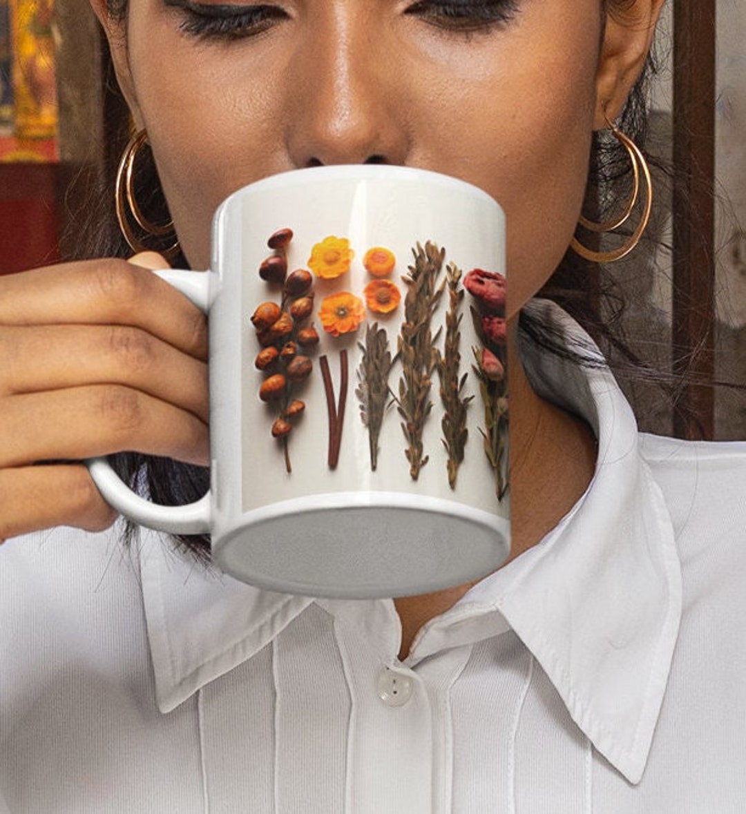 Herbal Aromas: Dried Herbs 11 Oz Coffee Mug, Botanical Drinkware ...