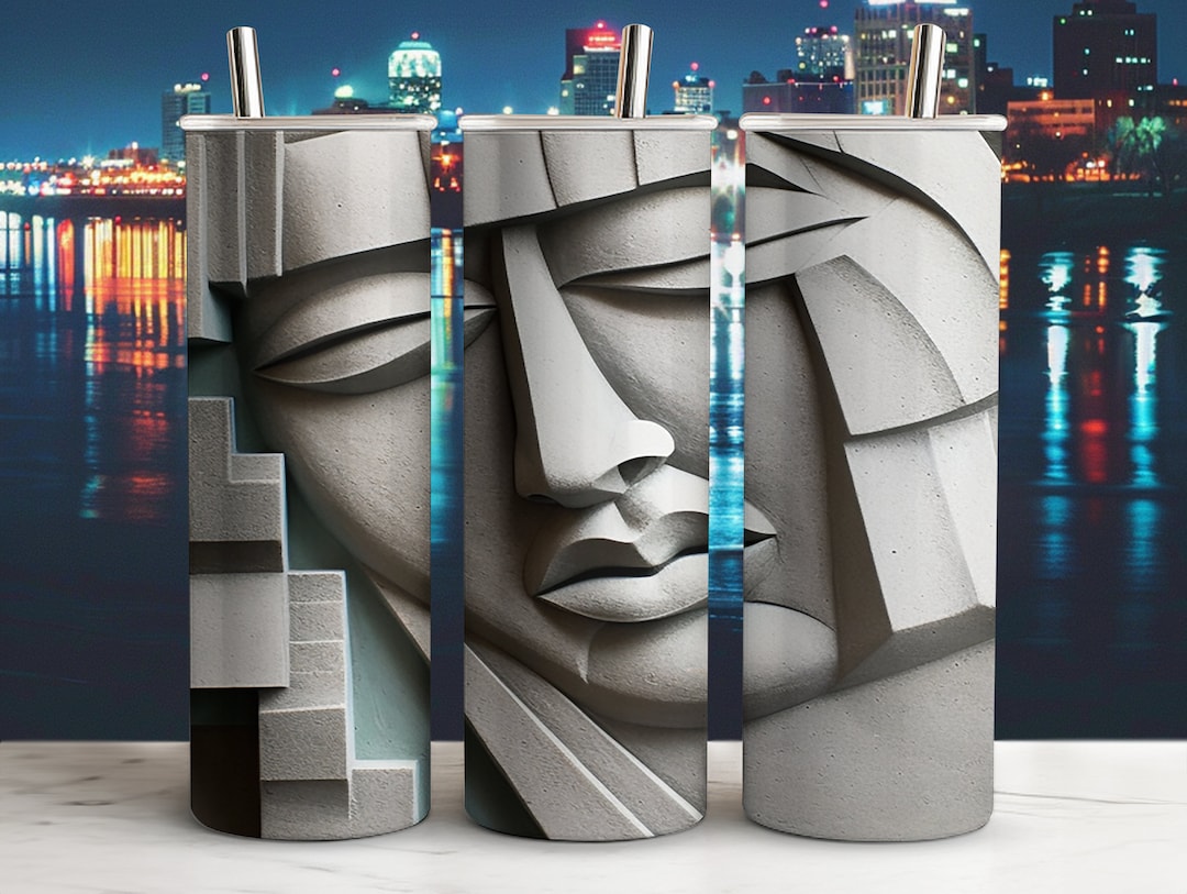 Art-deco Cubist Elvis Bas-relief 20 Oz Skinny Tumbler Wrap Sublimation ...