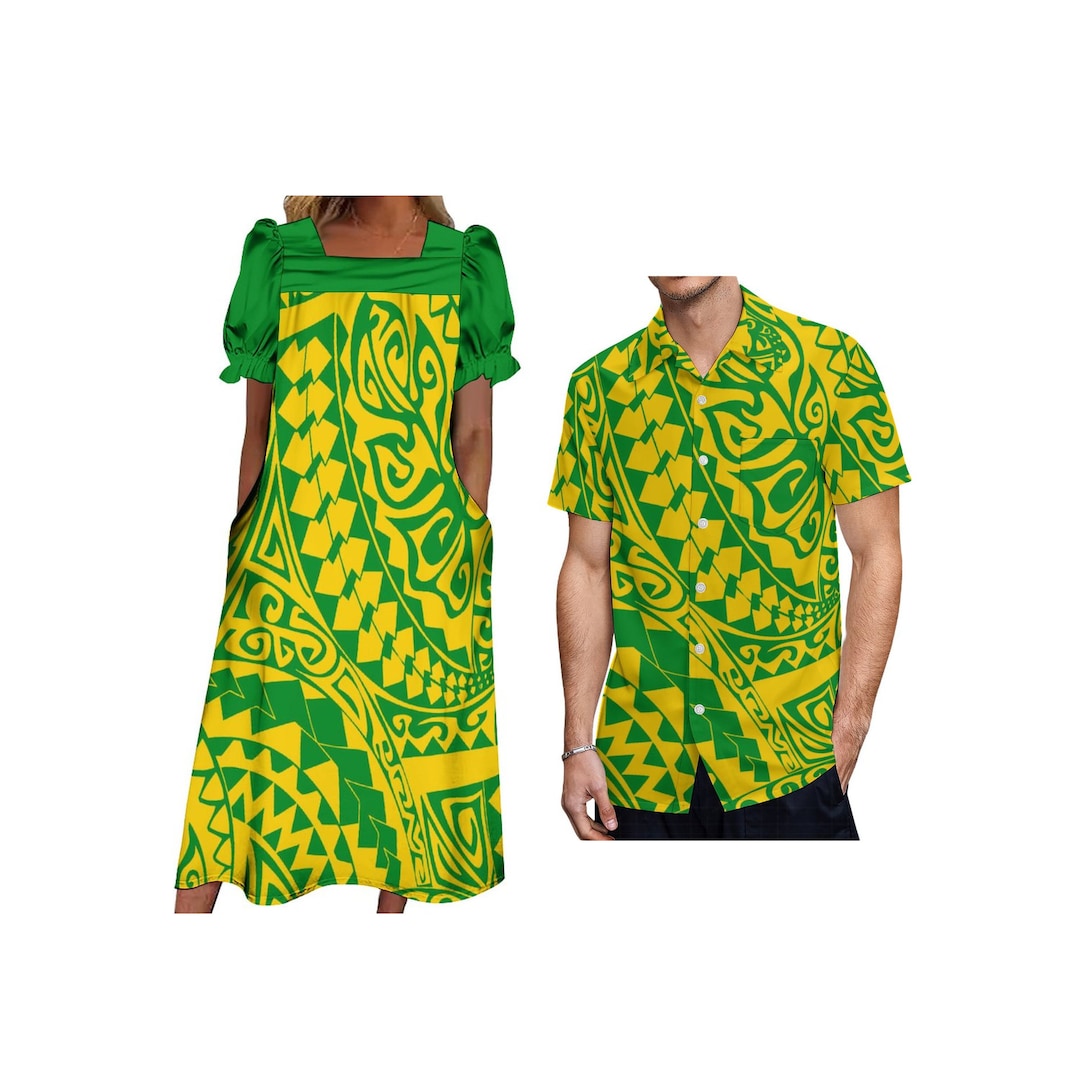 Hot Selling Custom Micronesia Mumu Dress Matching Mens Shirts Hawaiian ...