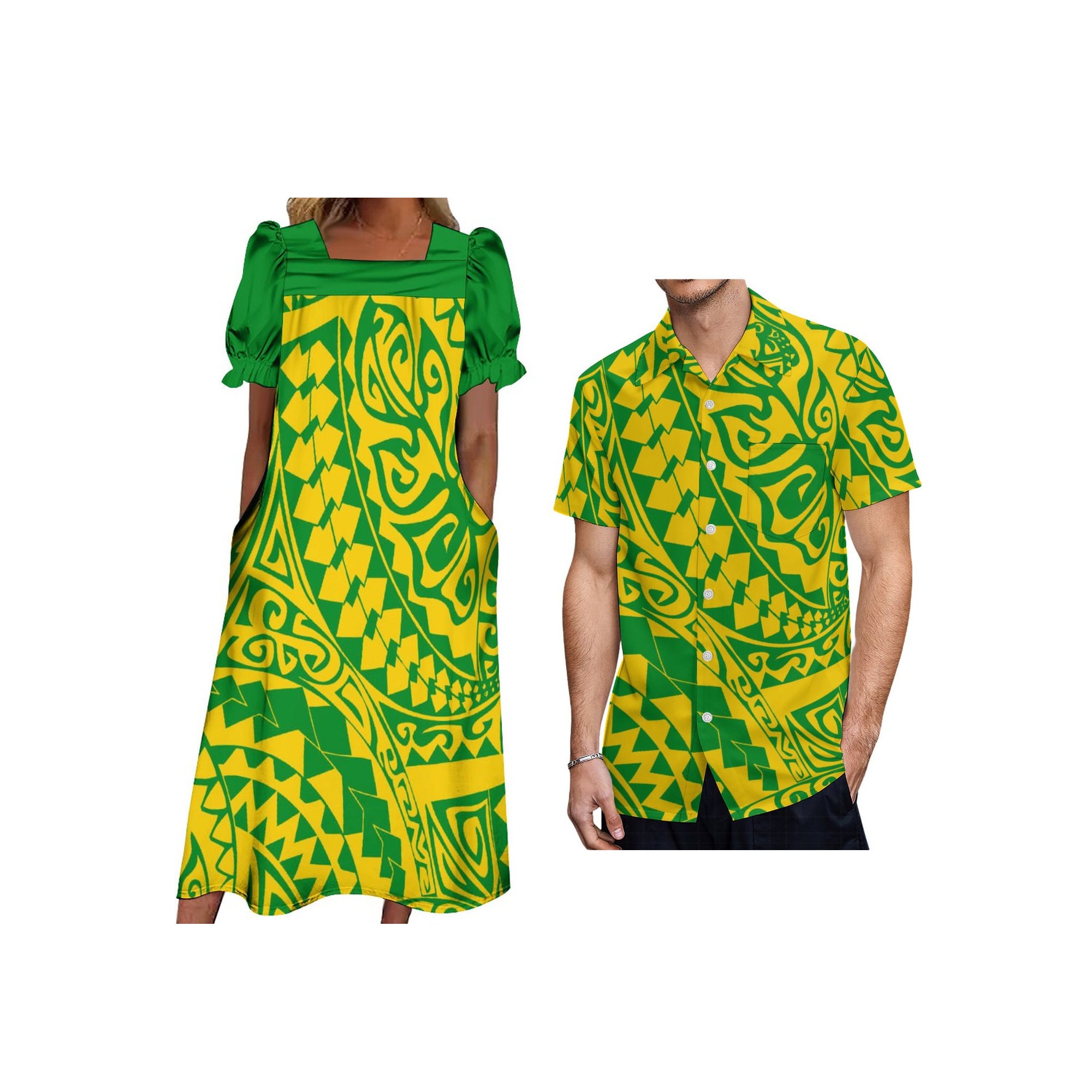 Hot Selling Custom Micronesia Mumu Dress Matching Mens Shirts Hawaiian ...