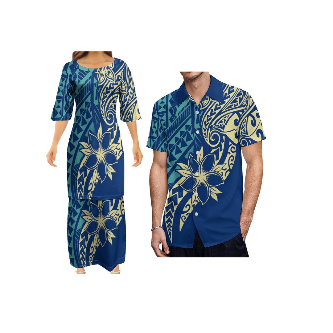 1 MOQ Sustainable Summer Samoan Design Print Custom Puletasi Dress ...