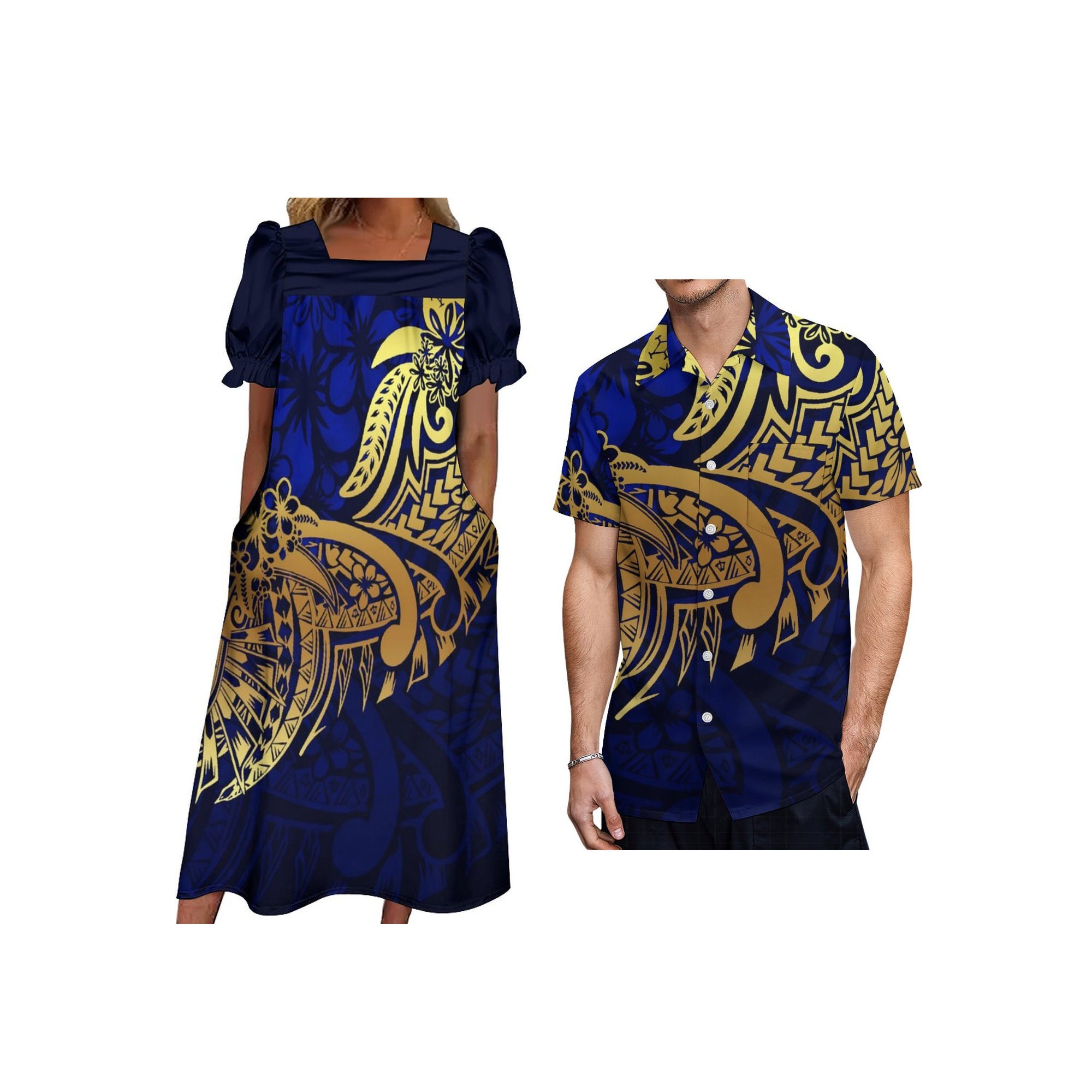 Hot Selling Custom Micronesia Mumu Dress Matching Mens Shirts Hawaiian ...