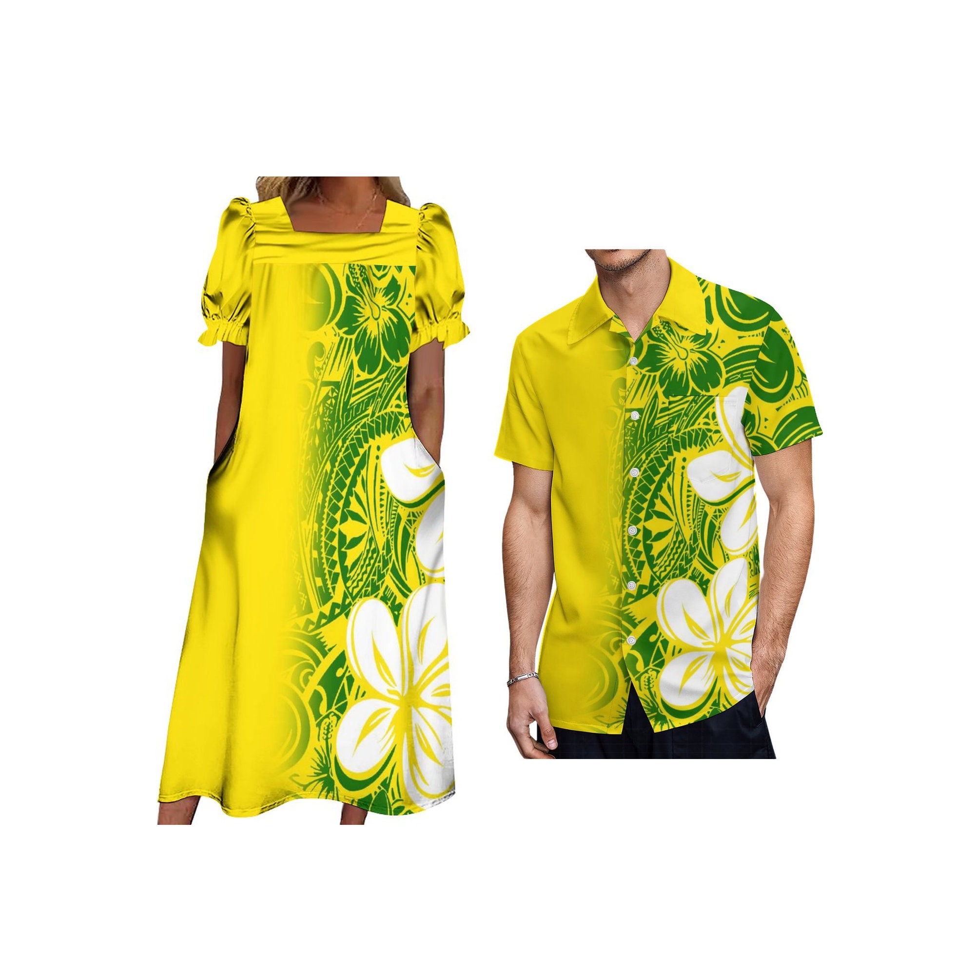 Hot Selling Custom Micronesia Mumu Dress Matching Mens Shirts Hawaiian ...