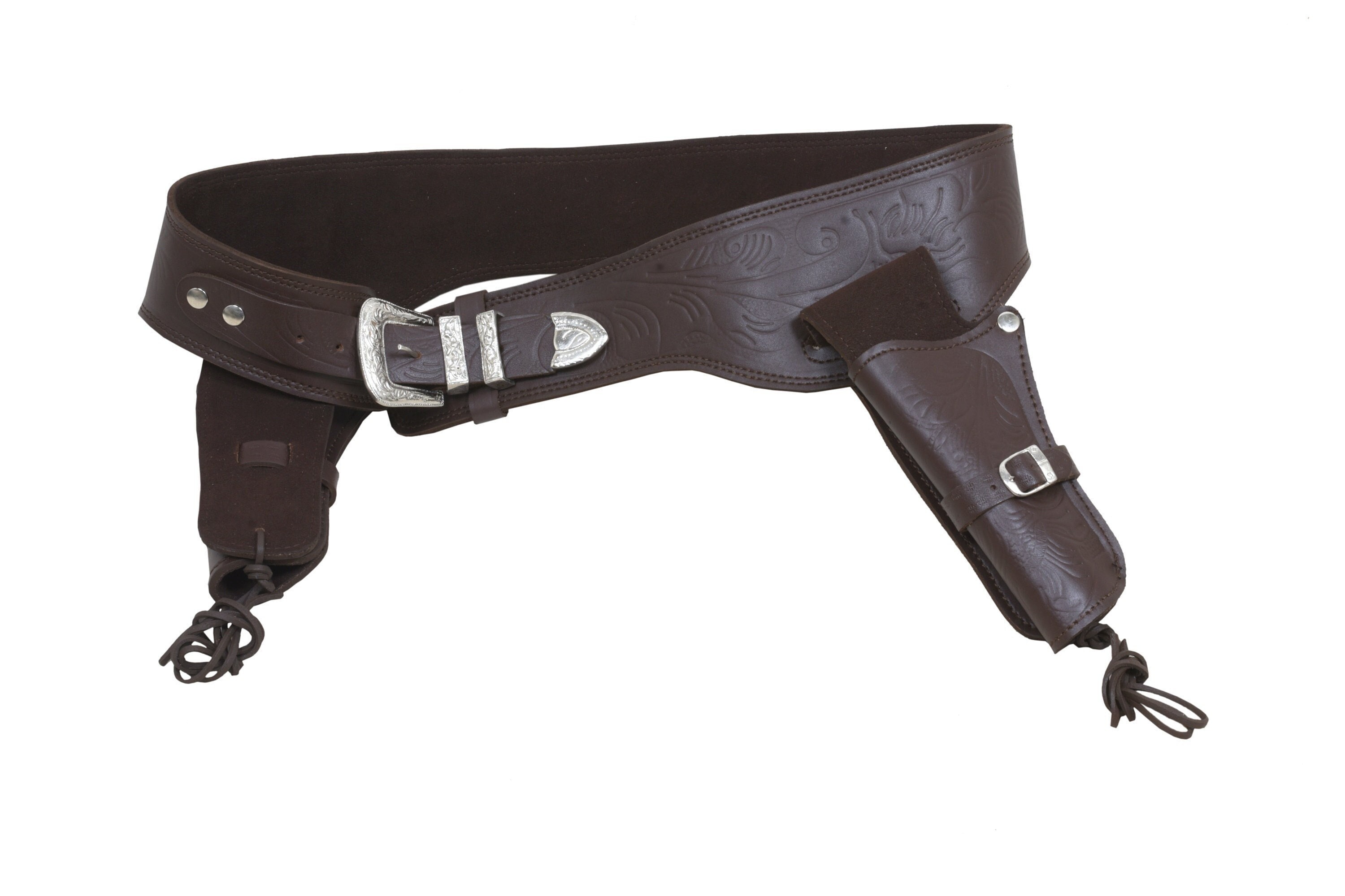 Cowboy Cosplay 1911 Gun Holster and Belt .44/.45 Colt Double Hand Brown ...