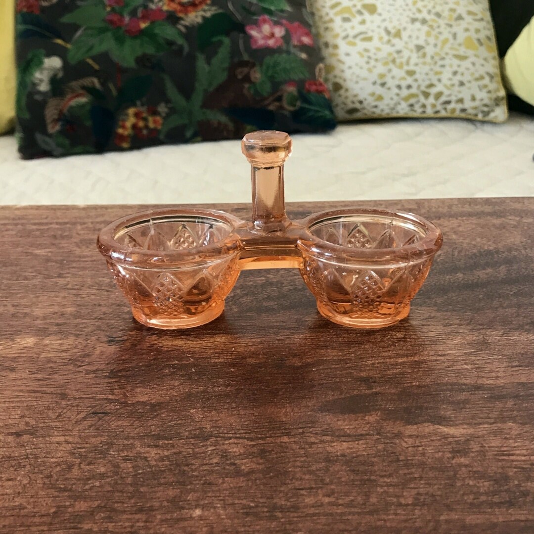 Double Salt Cellar in Pink Molded Glass From the 50s - Etsy