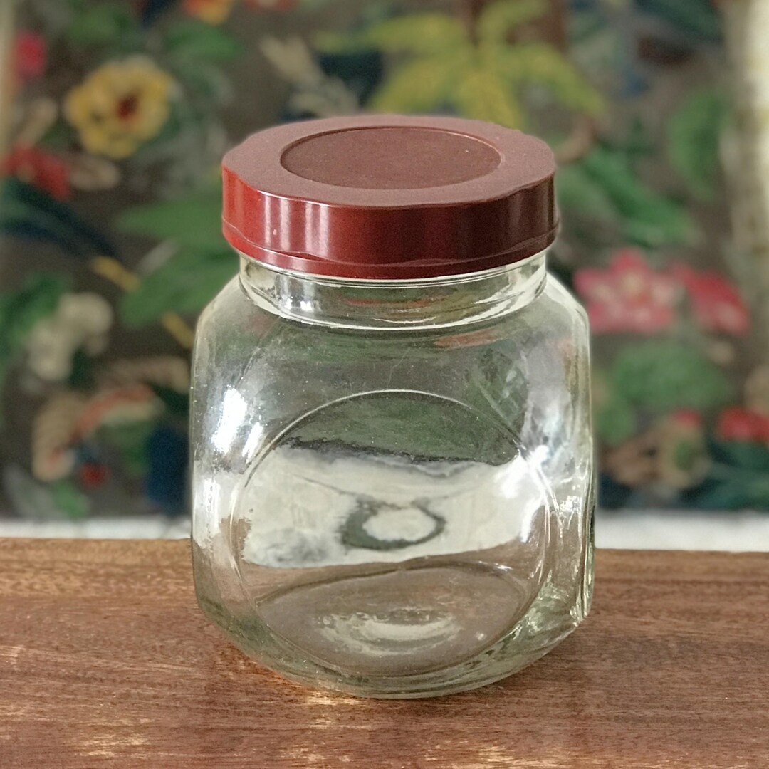 Bocal à Bonbons Ancien En Verre Moulé Sisa Couvercle Bordeaux En ...
