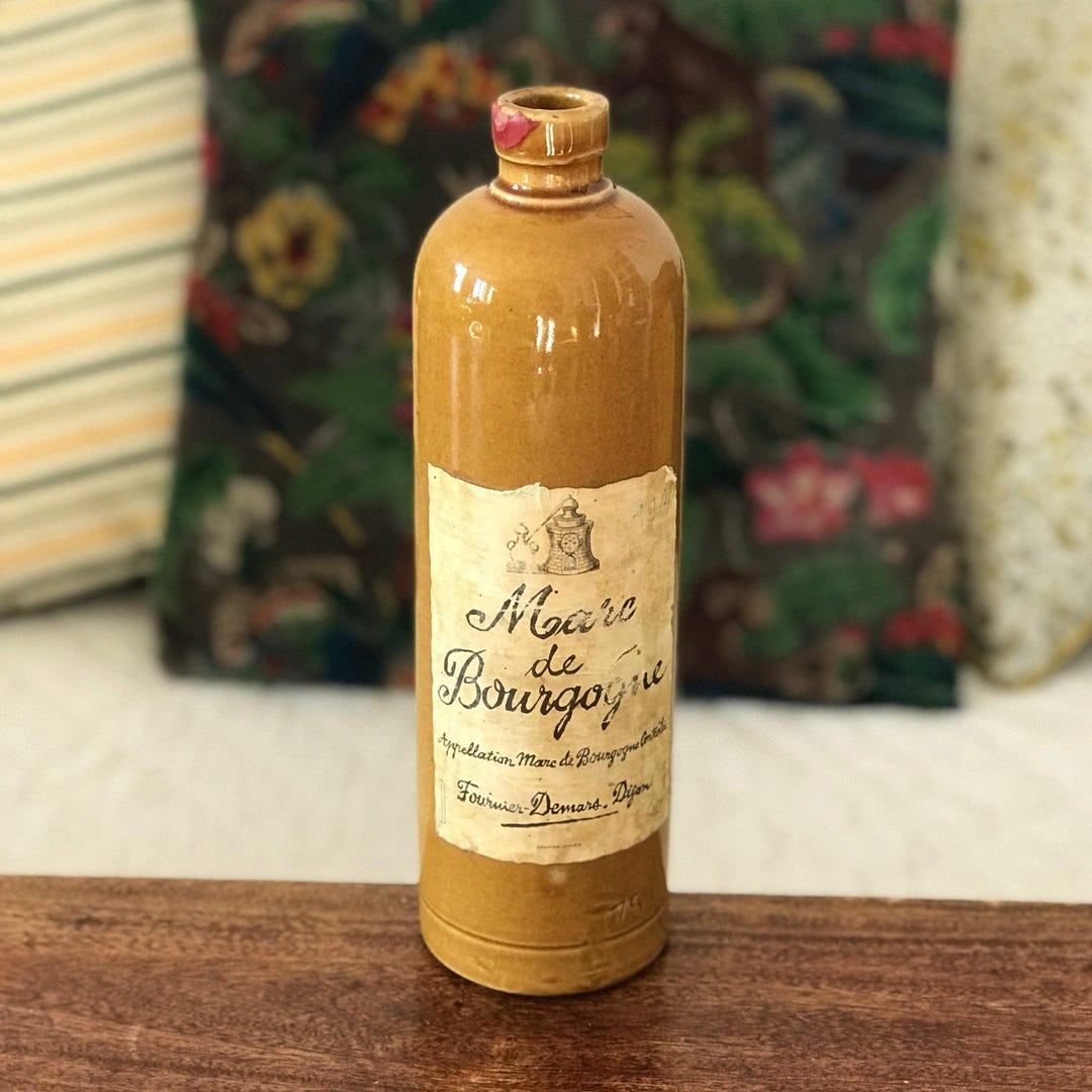 Mustard Yellow Brown Stoneware Bottle Marc De Bourgogne 1967 - Etsy