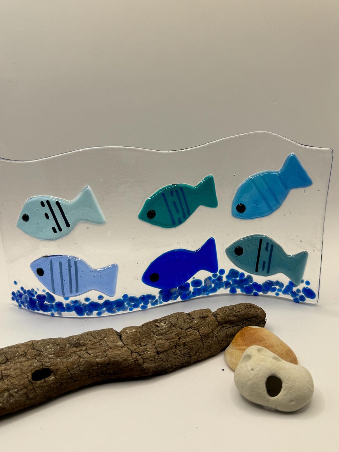 Fused Glass Curvy Fish Suncatcher / Window Ornament - Etsy UK