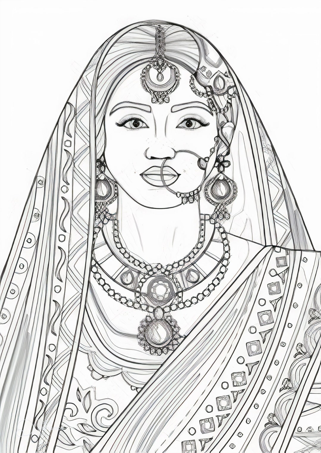 TRADITIONAL GIRL COLORING Page - Etsy